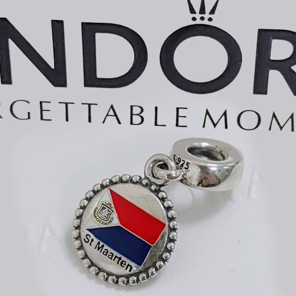Pandora | Jewelry | Pandora Engraved St Maarten Flag Dangle Charm S925 ...